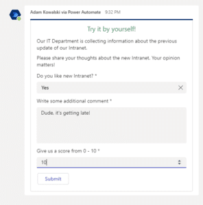 Post Teams Adaptive Card with Power Automate | Power Platform Universe